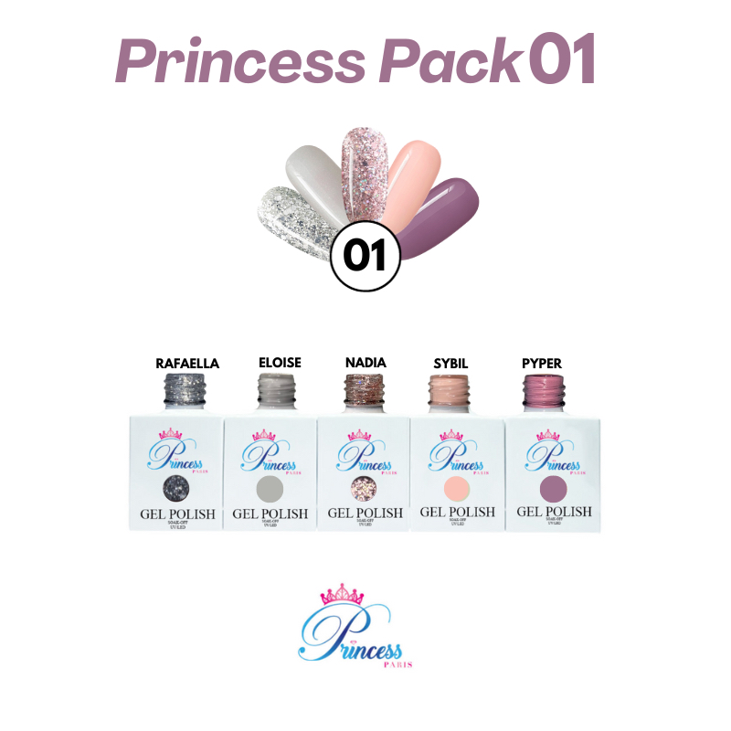 Princess Pack 01: 5 couleurs de vernis semi permanents